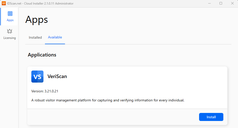Installing and updating VeriScan with the cloud installer